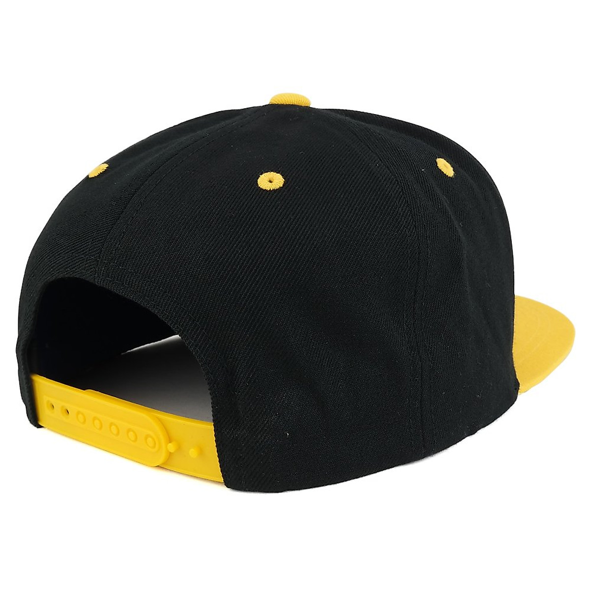 Trendy Apparel Shop KING and QUEEN Two Tone Embroidered Flat Bill Snapback Cap - 2pc Set - Black Yellow