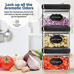 Chef's Path Airtight Food Storage Containers (12 Pack) for Kitchen & Pantry Organization - BPA Free Clear Plastic Containers with Lock Lids for Dry Snacks - Snack Containers with Labels & Marker