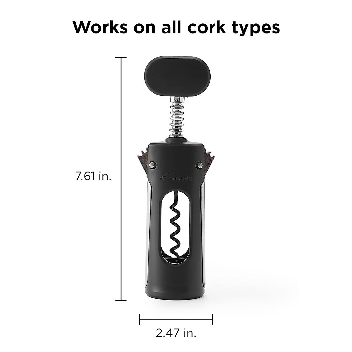 Rabbit Premium Wine Wing Corkscrew Wine Opener and Bottle Opener, Black 2.36 x 1.97 x 7.68 IN