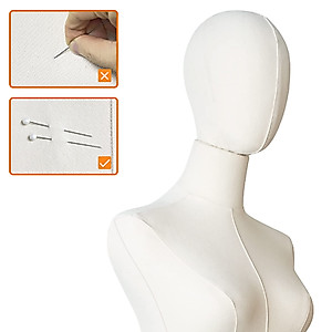 Female Mannequin Torso Dress Forms for Sewing Manicanequin Body Gold Metal Stand Detachable Head for Clothing Dress Jewelry Display, No Hands