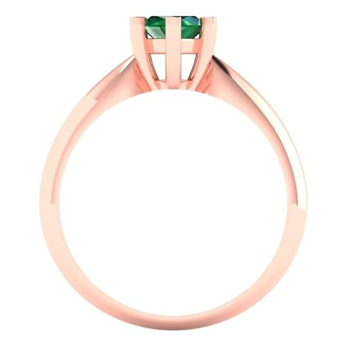 Clara Pucci 1.0 ct Marquise Cut Solitaire Simulated Emerald Engagement Wedding Bridal Promise Anniversary Ring 18K Rose Gold Size 6.25