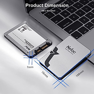 Netac 2TB Internal SSD Up to 550MB/s SATA III 6Gb/s 2.5" Internal Solid State Drive 3D NAND Easy to Install for Laptop Computer Upgrade Speed Game