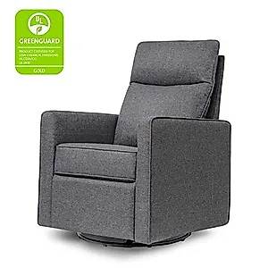 DaVinci Gabby Polyester Pillowback Swivel Glider in Shadow Grey, Greenguard Gold & CertiPUR-US Certified