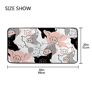 Guitong Long Kitchen Area Rugs Standing Mat Non-Fatigue Chef Mats Rug Non-Slip Distressed Runner Rugs Carpet Softy Waterproof Polyester ﻿Colorful Pig Kitchen Home Decor 39x20 inch