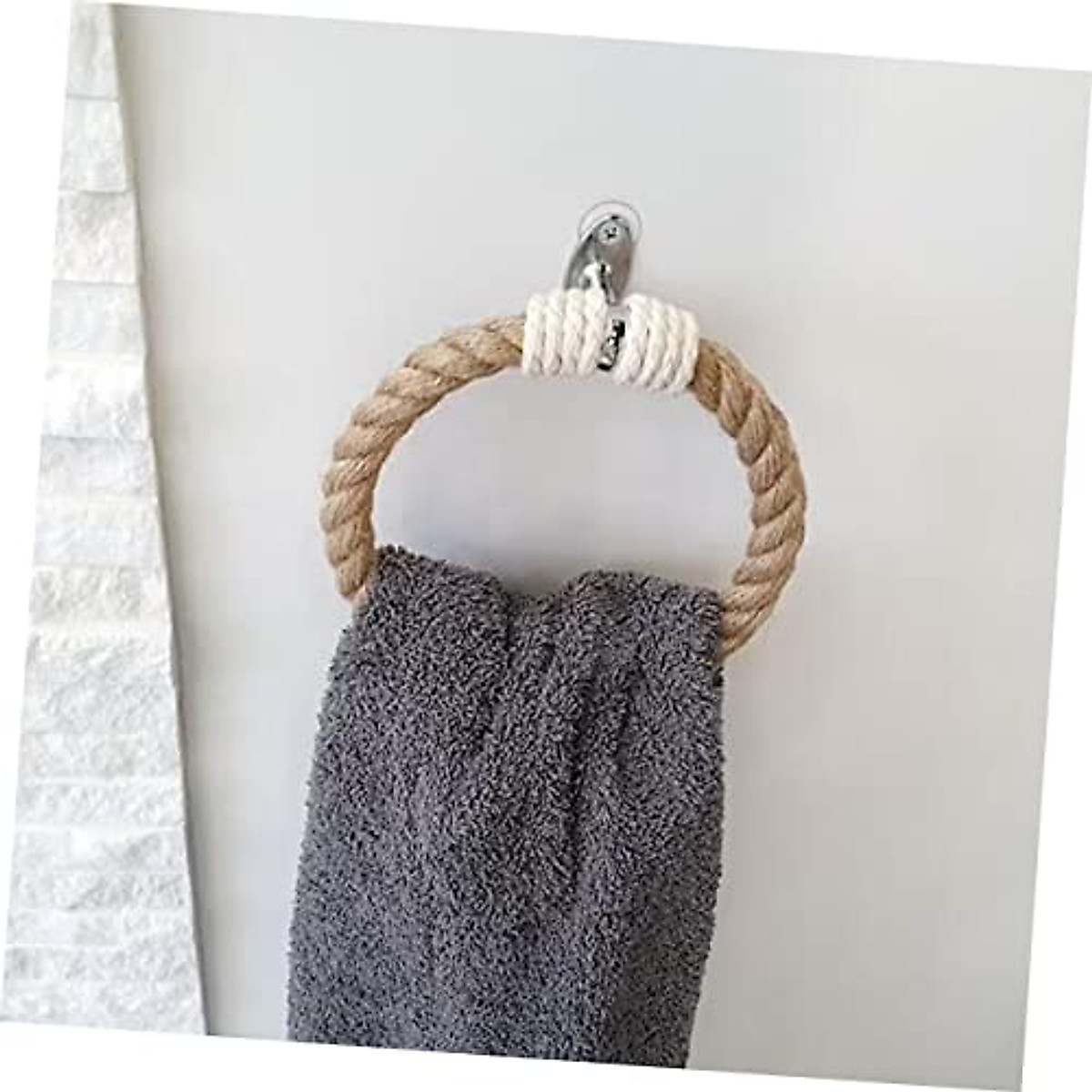 Veemoon Kitchen Rings Wooden Stand Wall-Mounted Bohemian Woven Decorative Accessories Hand Ring Bath Shower Design Storage Rope Bathroom Mount Holder Towel Bedroom Shape Rack Rustic
