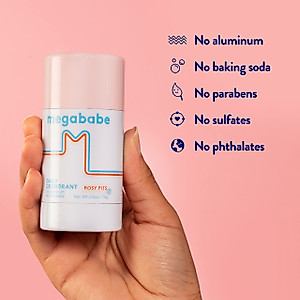 Megababe Daily Deodorant - Rosy Pits | 72 hour Odor Protection | Aluminum-Free, Clear & Clean | 2.6 oz