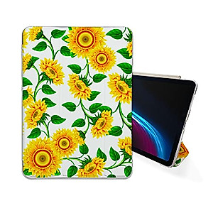 Cute Sunflower Yellow Flowers case Compatible with iPad Mini Air Pro 7.9 8.3 9.7 10.2 10.9 11 12.9 inch Pattern Cover New 2022 2021 Trifold Stand 3 4 5 6 7 8 9 Generation 535 (9.7" 5/6 gen)