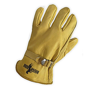 Galeton 25101PR-L 25101PR Rough Rider Premium Leather, Strap & Buckle Driver Gloves, Large, Gold
