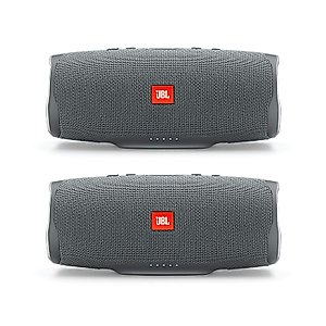 JBL Charge 4 Portable Waterproof Wireless Bluetooth Speaker Bundle - (Pair) Gray