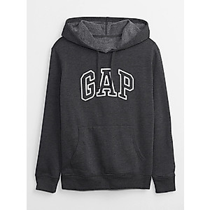 GAP womens Logo Hoodie Sweatshirt, Charcoal Heather, X-Large US