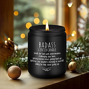 LEADO Badass Candle, Congratulations Gifts, Inspirational Gifts for Women, Men, Boss Gifts, New Job, Promotion, Sobriety Gifts - Funny Graduation, Proud of You, Sober, Christmas Birthday Gifts