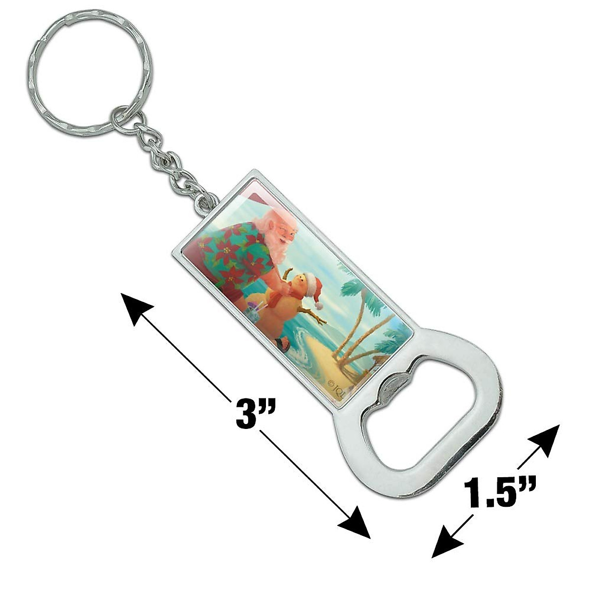 GRAPHICS & MORE Christmas Holiday Santa Claus Beach Vacation Keychain Rectangle Chrome Plated Metal Bottle Cap Opener