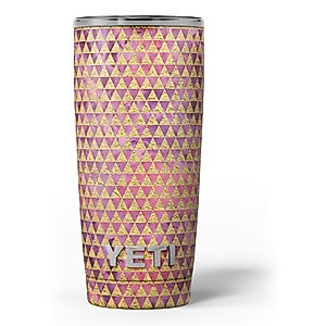 Design Skinz Micro Golden Triangles Over Pink Fumes - Skin Decal Vinyl Wrap Kit Compatible with The Yeti Rambler Cooler Tumbler Cups
