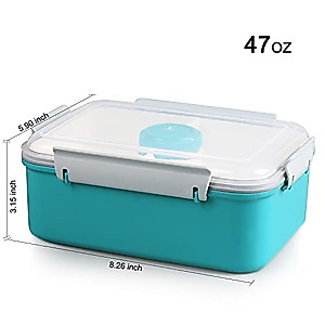 shopwithgreen 3 Pack Salad Food Storage Container To Go, 47 oz Bento Box with Removable Tray & Dressing Pots, for Lunch Salad Snacks Fruit, Food Prep Storage Containers with Lids