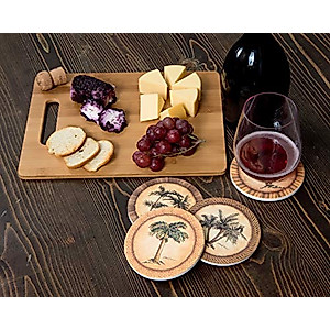 CoasterStone Absorbent Stone Drink Coasters, Palm Tree, Assortment, Beige, Brown, Green
