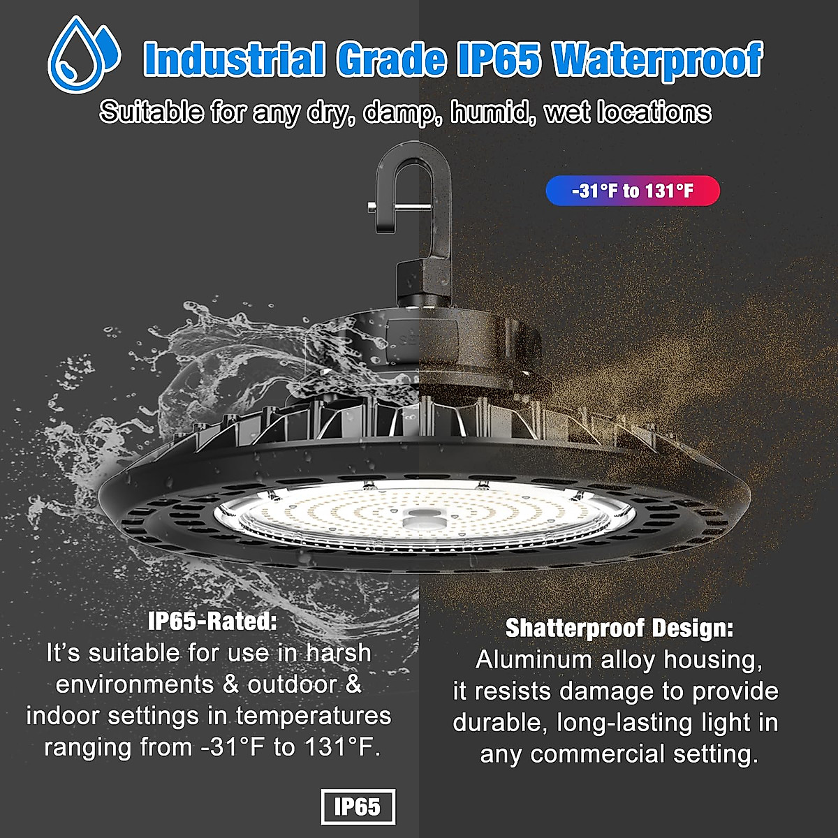 LED High Bay Light Super Bright Dimmable AC100-277V 240W 36000LM 5000K DLC/ETL Listed Lights 6ft with US Plug High Bay LED Light Warehouse Shop Barn Garage (4 Pack)