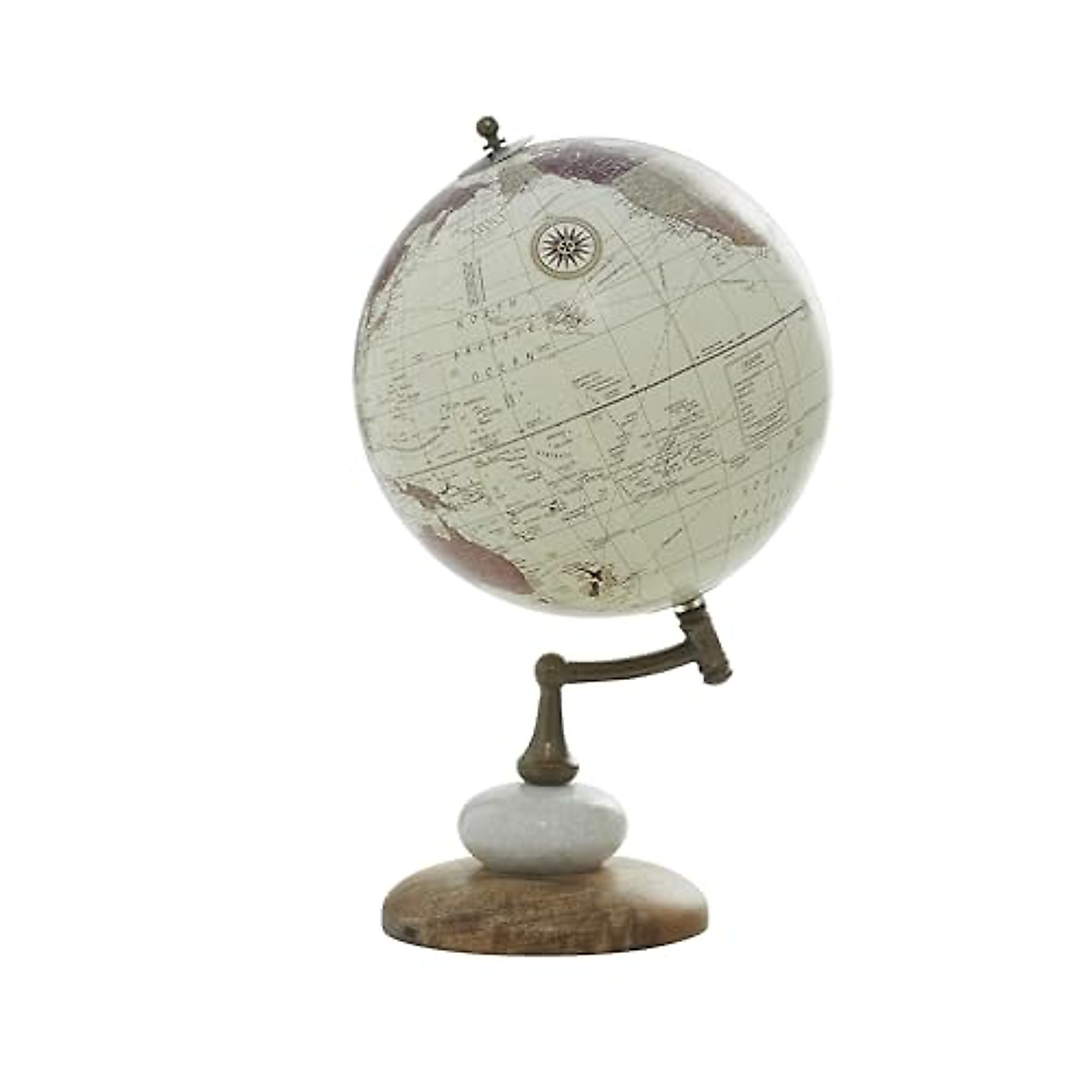 Deco 79 Contemporary Mango Wood Globe Globe, 8" x 8" x 14", Cream