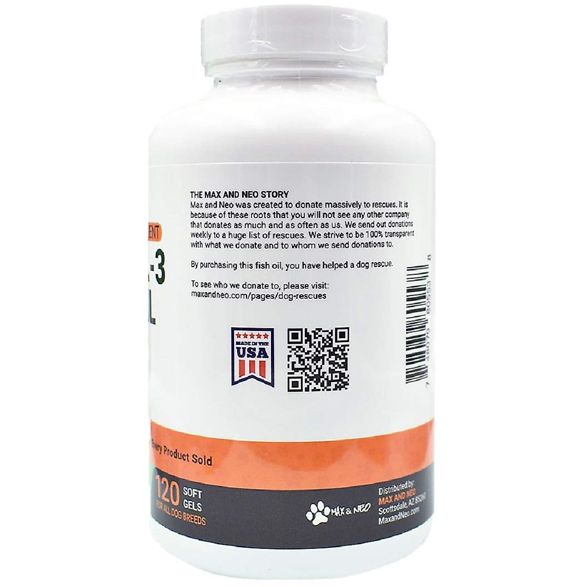 Max and Neo Omega 3 Fish Oil for Dogs 1000mg - We Donate One for One to Dog Rescues for Every Product Sold