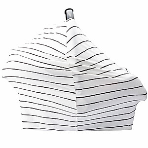 Arnzion Car Seat Cover Baby – Multi-use Nursing Cover-Up for Breastfeeding, Carseat Canopy Cover, Stretchy Infant Stroller Covers for Boys and Girls (White with Black Stripes)