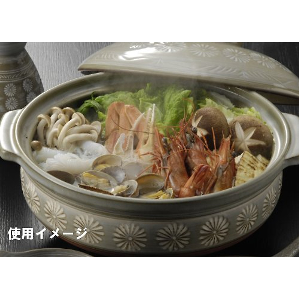 Ginpo Flower Mishima Earthenware Pot No. 10, for 4-5 People [Banko Ware]