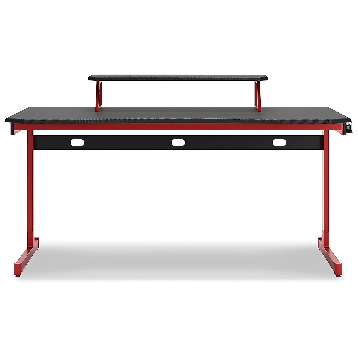 Signature Design by Ashley Lynxtyn Contemporary 63" Home Office Desk with Raised Monitor Stand, Red & Black