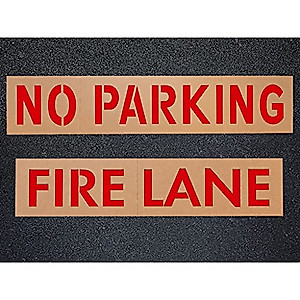 APS 12" FIRE LANE NO PARKING Stencil for Parking Lot | Parking Lot Stencils for Painting | Reusable No Parking Fire Lane Pavement Stencils for Parking Lot Markings | Made in USA w/Recycled Cardboard