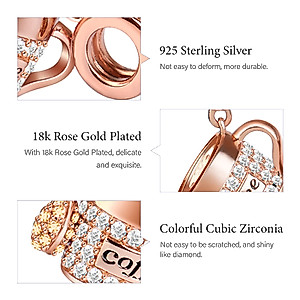 GNOCE Rose Gold Coffee Cup Pendant Charms for Bracelet/Necklace 925 Sterling Silver Dangle Charms For Women Mom Daughter Wife Jewelry Gift