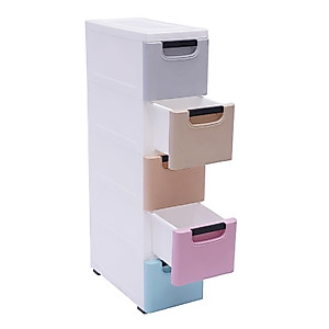 Bedroom Narrow Dresser 5 Drawer,Storage Units Dresser 7.8*15.7*33in,Plastic Narrow Storage Cabinet,Small Closet Organizer Standing Shelf Bedroom Furniture for Bathroom Living Room 7.8*15.7*33in