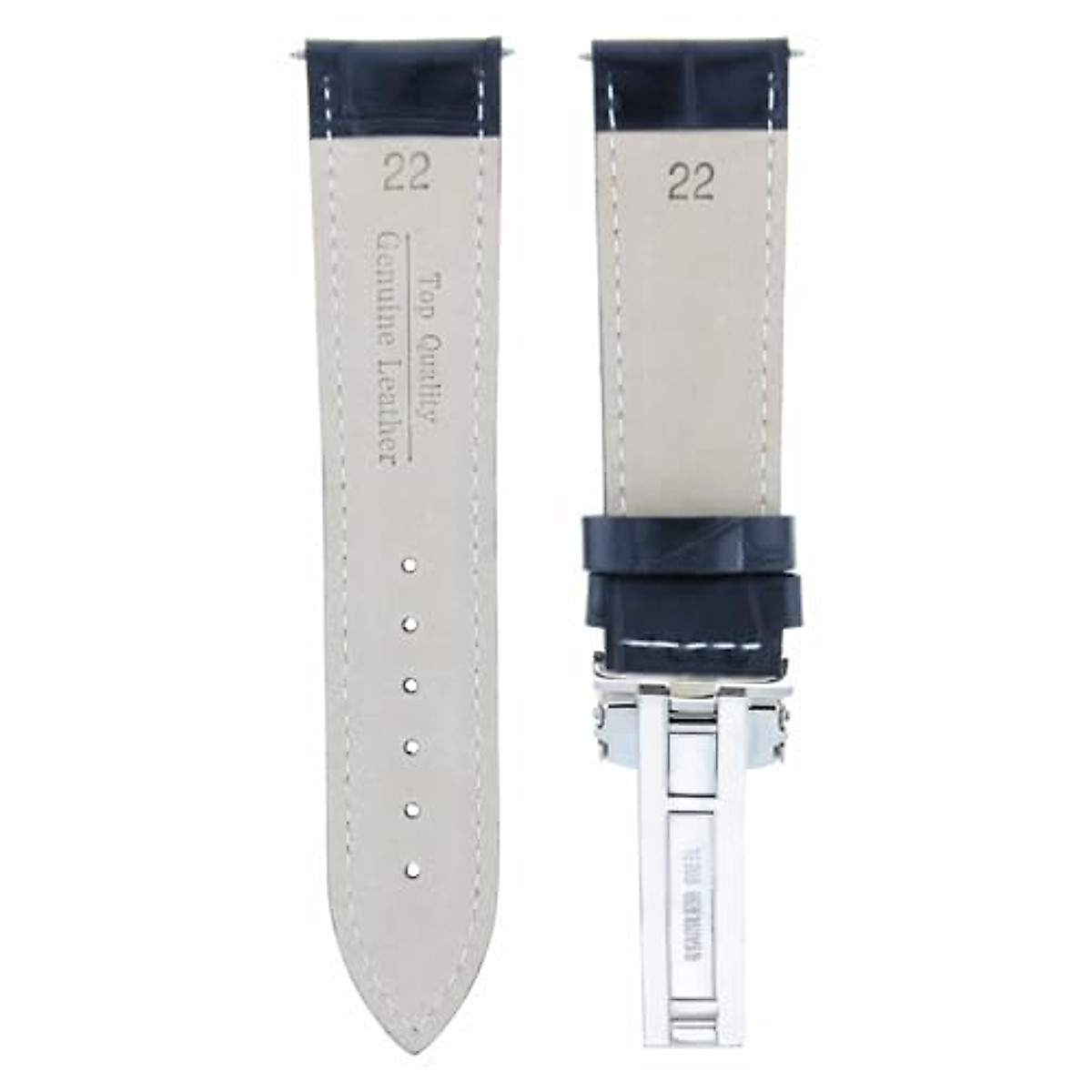 Ewatchparts 17-24MM LEATHER BAND STRAP DEPLOYMENT CLASP BUCKLE COMPATIBLE WITH IWC #1