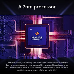 realme Narzo 30 Unlocked 4GB 128GB, Dimensity 700 Processor, 6.5'' 90Hz FHD+,18W Quick Charge, 48MP Triple Cameras (EU Charger with US Adapter) 5G Only Supports Verizon Wireless and at&T's n5 Band