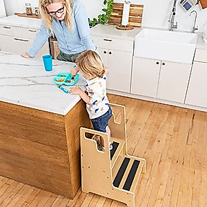 ECR4Kids Reach-Up Step Stool with Handles, Children's Furniture, Natural
