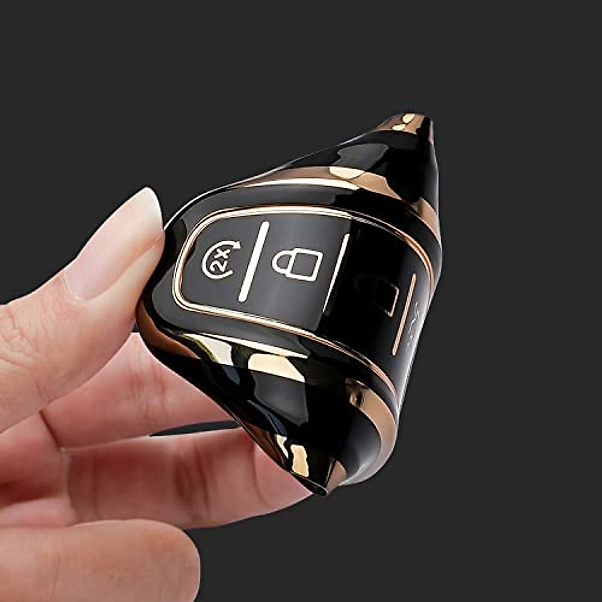 Bqepe for Ford Key Fob Cover Keychain Fit for CMAX Escape Focus Edge Expedition Explorer Flex Taurus Smart Key Shell Case (Black)