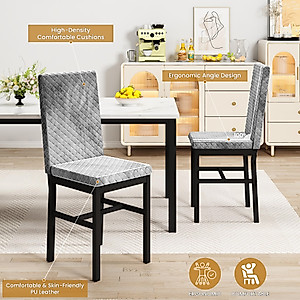 DKLGG Dining Table Set for 4 Kitchen Table and Chairs Set of 4 Faux Marble Dining Room Table Set Dinner Table with 4 Velvet Upholstered Dining Chairs for Small Space Apartment (White & Grey)