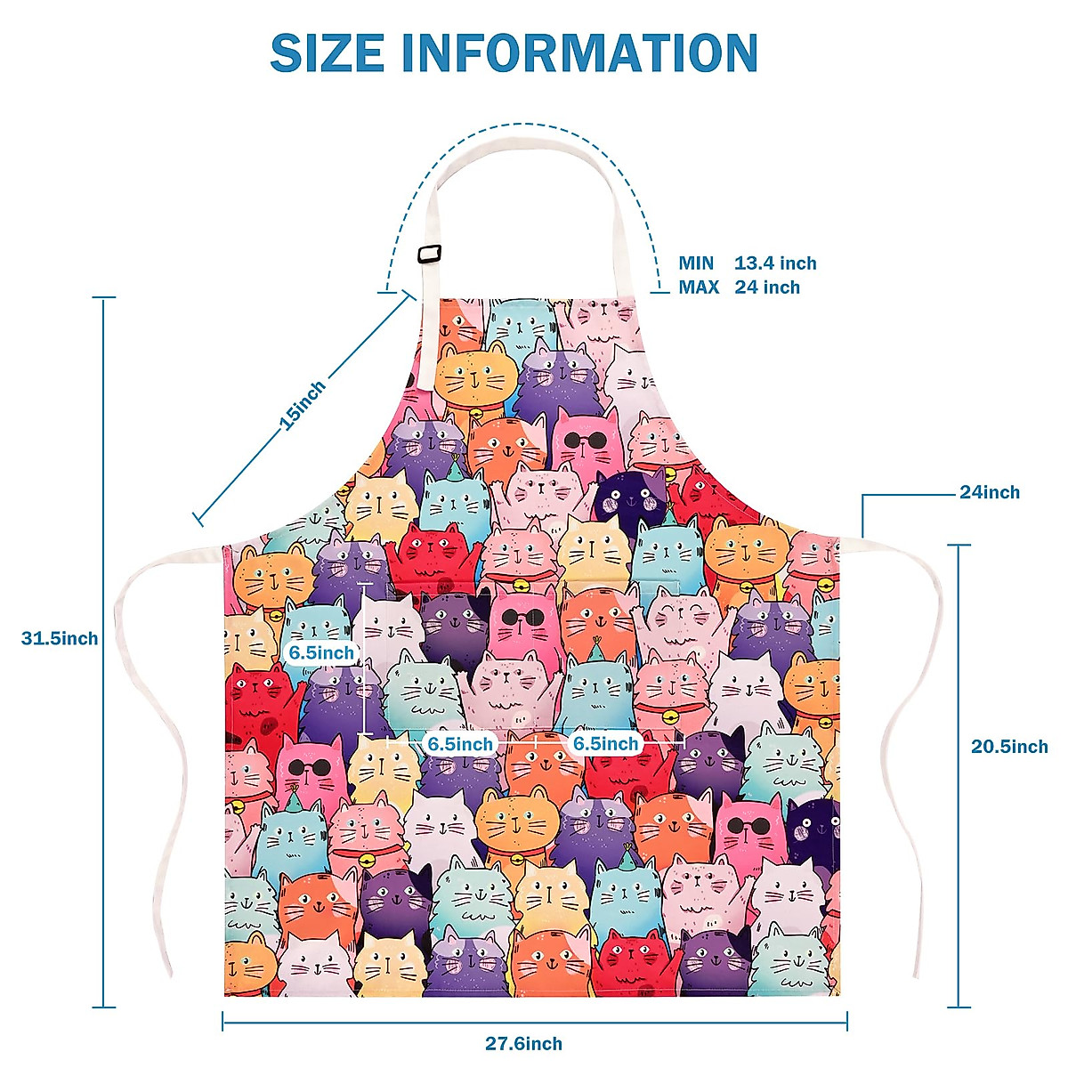 ASPMIZ Floral Aprons for Women with Pockets, Waterproof Chef Apron Women Flowers for Party Painting Gardening, Adjustable Bib Kitchen Cooking Apron for Women Mom Adults Girls, 27.6 x 31.5 Inch, Red