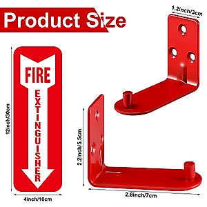 Fire Extinguisher Mount Fire Extinguisher Bracket for 5-20 lb Fire Extinguisher Wall Mount Universal Fire Extinguisher Holder Wall Hook with Screws Gaskets Self Adhesive Safety Sticker Sign (4 Sets)