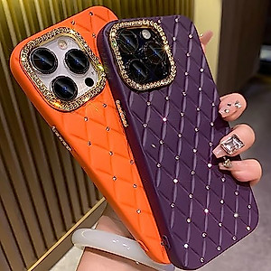 Changjia for iPhone 13 Pro Max Glitter Bling Case for Women, Cute Bling Rhinestones Diamond Sparkle Shiny Soft TPU Silicone Shockproof Slim Girls Protective Case for iPhone 13 Pro Max 6.7Inch (Orange)
