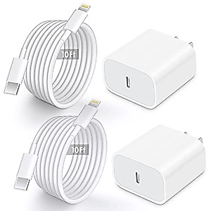 iPhone Charger 10 FT [Apple MFi Certified] 2Pack iPhone 13 14 Charger Fast Charging with USB C to Lightning Cable,20W PD USB C Charger Block Long iPhone Charger Compatible with iPhone 14/13/12/11,iPad