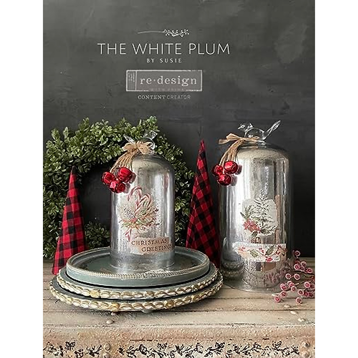 Redesign with Prima Prima Redesign Xmas Tag 6inch X 12inch Transfer red, green, tan, black