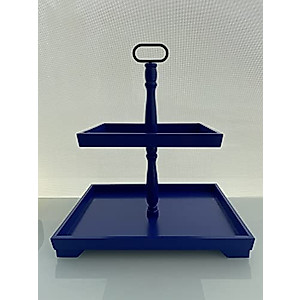 Nimbus Industries LLC Royal Blue Rectangular Two-Tiered Tray with Handle