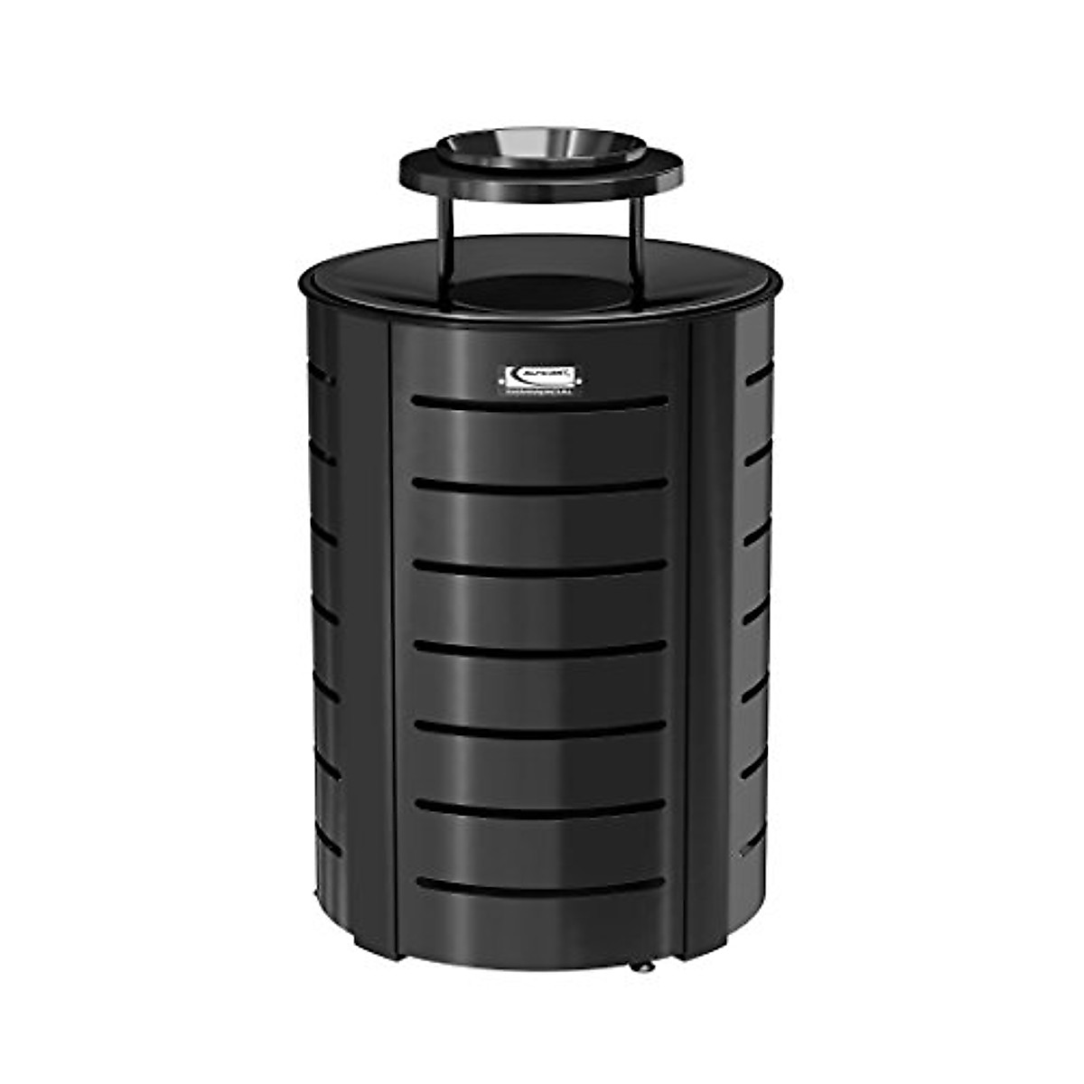 Suncast Commercial 35 Gallon Metal Outdoor Trash Can, Black