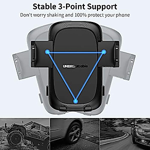 UNBREAKcable Car Phone Holder Mount, Air Vent Car Phone Mount [360 Degree Rotation] for Apple iPhone 14 13 12 11 Pro Max Mini XR XS X SE 8 7 6S 6 Plus, Galaxy S22 S21 S20 S10 S9, LG, Sony, Oneplus