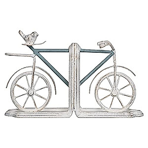 Foreside Home & Garden White Set of 2 Metal Bicycle Bookends FDDD10014, Multi