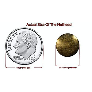 Decotacks 100 Pcs/Box Upholstery Tacks Upholstery Nails ∅7/16" Head x 1/2" Long Shank Antique Brass DX0511AB