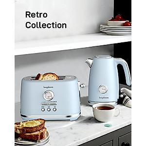2 Slice Toaster, Wide Slots, Lift + Look, Auto-Off, & Frozen Modes for Toast, Bagels, Waffles & Fruity Breads, Retro Collection, Easy-Clean Crumb Tray, Blue