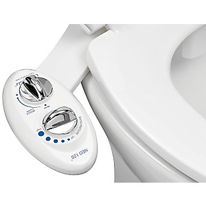 LUXE Bidet NEO 120 - Self-Cleaning Nozzle, Fresh Water Non-Electric Bidet Attachment & Alpha Bidet JX Elongated Bidet Toilet Seat, White, Endless Warm Water