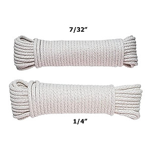 SGT KNOTS Cotton Clothesline - All Purpose Laundry Line Dryer Rope for Outdoor/Indoor, Crafting & Art Projects (1/4" x 100ft, White)