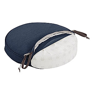Classic Accessories Montlake FadeSafe Water-Resistant 15 Dia x 2 Inch Patio Dining Seat Cushion, Heather Indigo Blue, Patio Furniture Cushions
