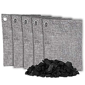 OLIVIA & AIDEN Bamboo Charcoal Air Freshening Bags - Air Freshener Large 200g - 5 Pack | Odor Eliminator and Moisture Absorber | Car Deodorizer - Closet and Room Air Freshener