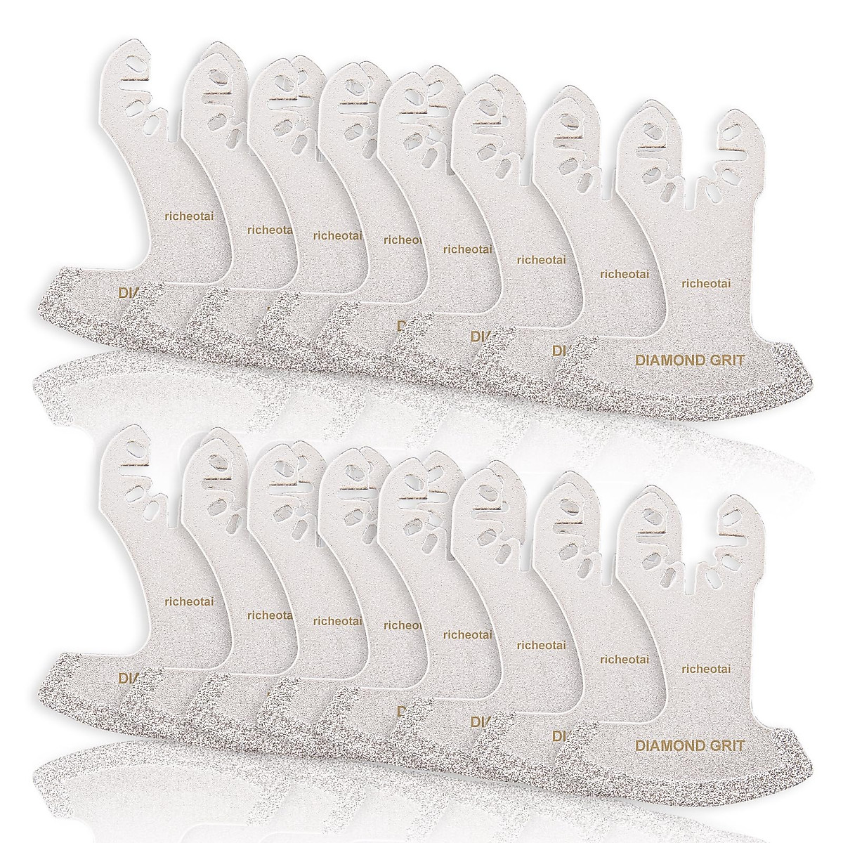 Diamond Oscillating Blades, Richeotai 8 Pcs Diamond Carbide Multi Tool Blades Set for Grout Removal, Flush Cut, Cleaning Mortar