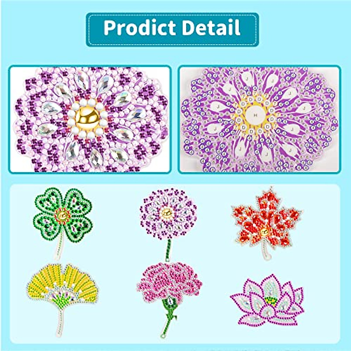6 Pcs 5D Diamond Painting Bookmarks, DIY Diamond Art Bookmarks, Floral & Leaf Diamond Bookmarks, Diamond Painting Tool for Beginners Kids Adults, DIY Bookmarks Diamond Art Crafts Supplies